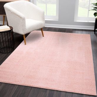 Carpet City Shaggy Teppich-L&auml;ufer Micro Polyester Hochflor Einfarbig Rosa Wohnzimmer Schlafzimmer, Gr&ouml;&szlig;e: 80 x 150 cm
