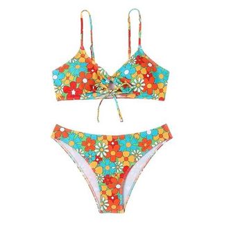 Generic Maillot de bain pour femme triangle push-up rembourr&eacute; taille haute deux pi&egrave;ces maillots de bain de vacances pour femme dos nu, bleu, XL