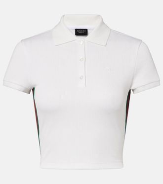 Gucci Cropped-Poloshirt Web Stripe aus Rippstrick