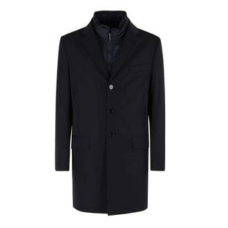 Fay Doppelmantel aus Stretch-Gabardine - - Coats - Herren - Schwarzk - 2XL