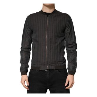 Dolce & Gabbana Stripes Baumwoll-Bomberjacke mit durchgehendem Rei&szlig;verschluss - - Jackets - Herren - Schwarzk - S