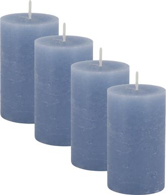 Chic Antique 4er Set Macon rustikale Stumpenkerze Kerze Antik Altarkerzen 100% Paraffin lange Brenndauer H10/D6 cm Sky Blue