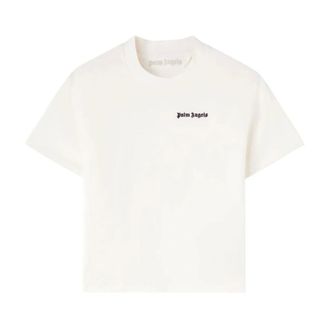 Palm Angels Femme, Tops, Beige, Taille: 36 FR Gothic Logo Cotton T-Shirt