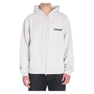 Balenciaga Masking Tape Oversized Zip-Up Hoodie - - Sweatshirts & Hoodies - Herren - Wei&szlig; - L