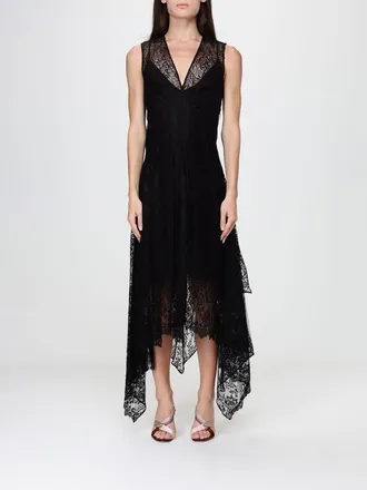 Fendi Robe de soir&eacute;e midi en soie &agrave; &eacute;paules d&eacute;nud&eacute;es et empi&egrave;cements en dentelle