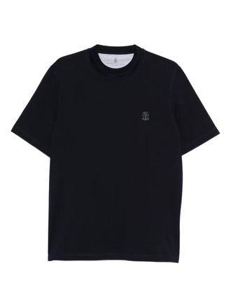 Brunello Cucinelli t-shirt à détail logo - Bleu