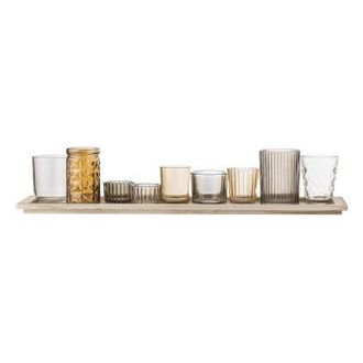 Bloomingville Plateau rectangulaire et photophores - Set de 9 Bloomingville