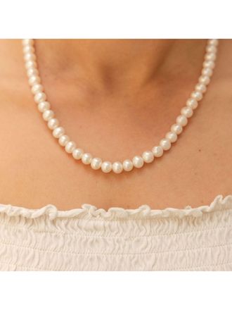 Fascination by Ellen K Halskette Gold 375 mit Perle wei&szlig; 6,5-7mm