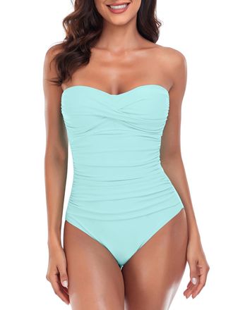 Relleciga Damen-Badeanzug, tr&auml;gerlos, einteilig, Eierschalenblau, XL