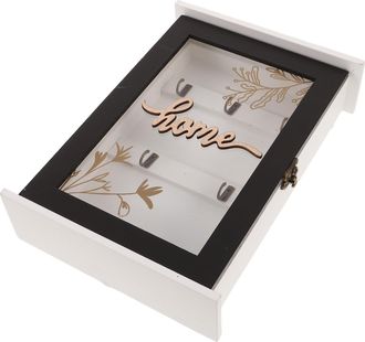 Cabilock Vintage Holz Schl&uuml;sselbrett mit Haken Wandmontierter Schl&uuml;sselhalter mit Schloss Landhausstil Schl&uuml;sselbox f&uuml;r Flur Wohnzimmer B&uuml;ro Dekorativer Retro 