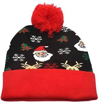Generic Bonnet de chat avec oreilles - Bonnets dhiver de No&euml;l pour hommes et femmes - Bonnet tricot&eacute; doux et chaud - Bonnet style chaussette de ski - Bonnet &agrave;