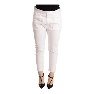 Cycle Wei&szlig;e- schmal geschnittene Cropped-Hose - - Trousers - Damen - Wei&szlig; - W26