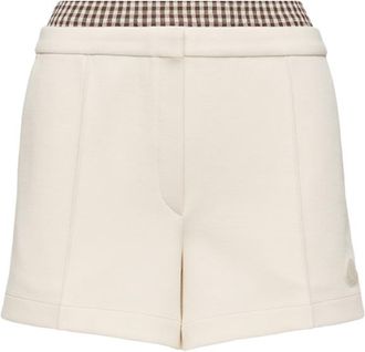 Moncler Moncler Short En Coton M&eacute;lang&eacute; Effet Superpos&eacute; &Agrave; Motif Vichy, Femme, Blanc, Taille: Xl