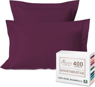 Pizuna 400 Fadenzahl Baumwolle Oxford Kissenbezug 50 X 75 Bierige Pflaume, 2-teilig 100% langstapelige Baumwolle weiche Mako-Satin weben luxuri&ouml;s Nur Kissenb