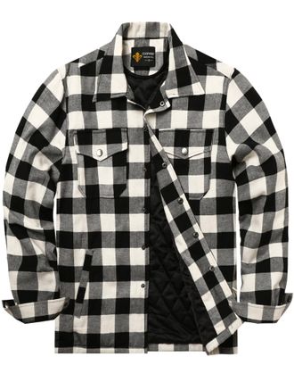 Coofandy Hemd Herren Kariert Innenfutter Winter Holzfällerhemd Thermohemd Hemdjacke Winterjacke Mantel (M, Grau)