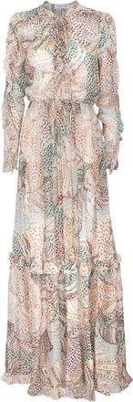 Raquel Diniz Femme, Robes, Multicolore, Taille: 46 FR Robe Maxi en Soie avec Fronces Avant
