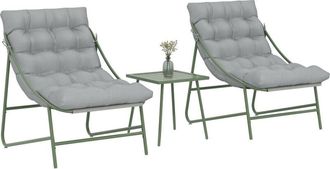 OUTSUNNY Ensemble bistrot de jardin - Outsunny - 2 chaises, table basse et coussins - m&eacute;tal - 3 pi&egrave;ces - gris clair