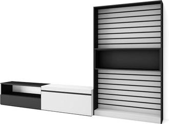 Skraut Home Wohnzimmerm&ouml;bel f&uuml;r TV | Esstisch-Set | 210 x 186 x 35 cm | f&uuml;r Fernseher bis 80 Zoll | TV-M&ouml;bel | moderner Stil | Schwarz und Wei&szlig;