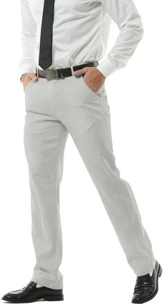 Hoerev Mens Sommer Leinen, Casual Hosen, 44(32Wx31L), Hellbeige