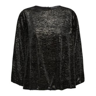 Elena Miro Lam&eacute;-Streifen-Bluse - - Blouses & Shirts - Damen - Schwarzk - XL