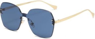 Generic Lunettes De Soleil Tendance &Agrave; Monture M&eacute;tallique Large For Hommes, Femmes, Vacances En Plein Air, Soir&eacute;es, Photographie(Blue)