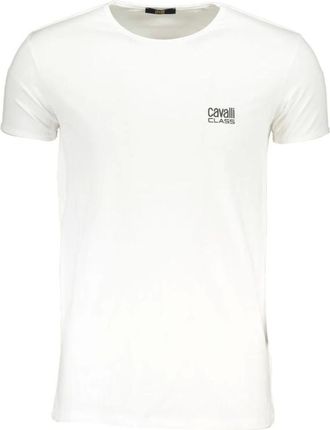 Cavalli Homme, Tops, Blanc, Taille: M Bianco Cotton T-Shirt