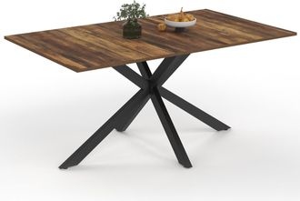 IDMarket Rechteckiger Esstisch ALIX 8 Personen Spinnenbein Dunkles Holz Hawkins und schwarz 160 cm