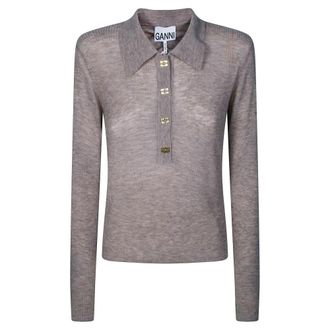 Ganni Round-Neck Strickwaren - - Knitwear - Damen - Beige - S