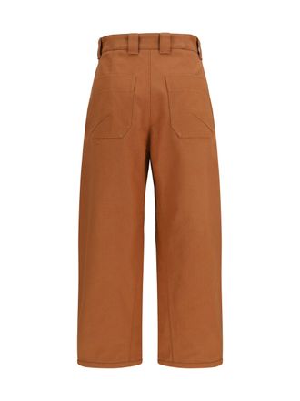 Chlo&eacute; Womens Cotton Canvas Barrel-Leg Pants Blushy Pink Trousers