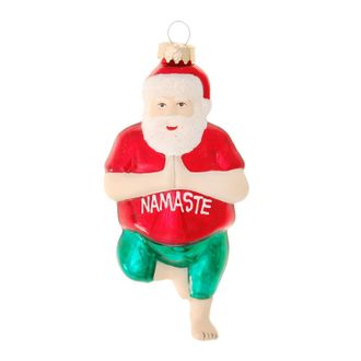 Krebs Glas Lauscha Weihnachtsdekoration/Christbaumschmuck aus Glas - Santa im Yogastand - Größe: ca. 12 cm