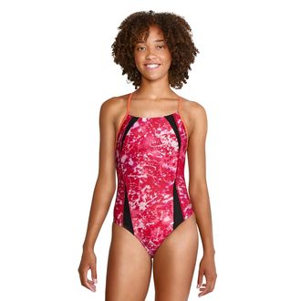 Speedo Damen Flipback-Aufdruck Einteiliger Badeanzug, Bleach Rose Violet, 28