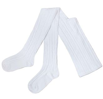 Weri Spezials Damenstrumpfhosen Tracht Zopfmuster Volk Tanzstrumpfhosen &ouml;kologische Baumwolle mit Komfortzwickel (48-50, Wei&szlig;)