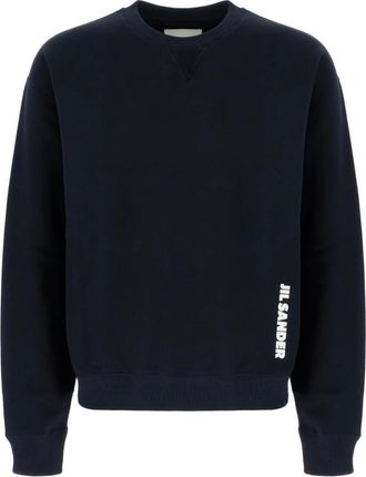 Jil Sander Homme, Sweatshirts et sweats &agrave; capuche, Noir, Taille: L SweaT-shirt en coton &agrave; col rond