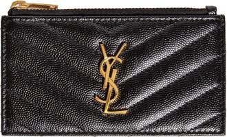 Saint Laurent Cassandre matelass&eacute; fragments card case