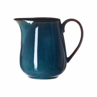 Ritzenhoff & Breker Bali Krug 1,2 Liter, Servierkrug mit Reaktivglasur, Serviergeschirr im Urban-Coutry-Look, Steinzeug, Blau