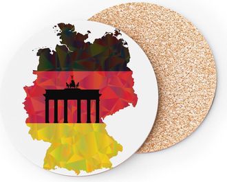 Fabulous Untersetzer aus Glas, rund, Korkboden - Flagge Deutschland Fußball Sport Nationalmannschaft USA - 1 Stück (95 x 95 mm)