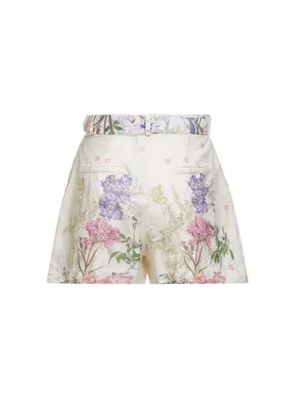 Charo Ruiz Ibiza Womens Shorts Pansy Belted Ivory Cotton