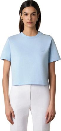 Brooks Brothers Femme, Tops, Bleu, Taille: 40 FR T-shirt en coton avec logo brod&eacute;
