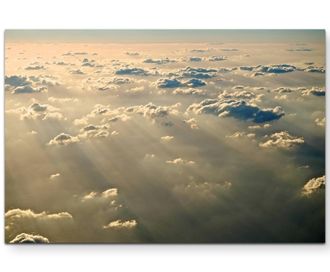 Paul Sinus Art Leinwandbilder | Bilder Leinwand 120x80cm &uuml;ber den Wolken mit Sonnenaufgang