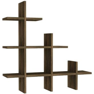 Dmora Regal Caelum, Gestell, Wandregal, Mehrzweckregale, 82x18h80 cm, Nussbaum, mit verst&auml;rkter Verpackung - Dmora