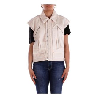 Pinko &Auml;rmellose Baumwoll-Arbeitsweste mit Taschen - - Jackets - Damen - Beige - L
