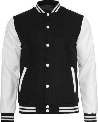 Urban Classics Oldschool Varsity-Jacke (US-College-Stil) f&uuml;r Herren (Schwarz/Wei&szlig;)