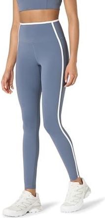 Amazon Essentials Legging Long dEntraînement et de Yoga Active FormFlex Ultra Doux avec Bordure Contrastante, Taille Haute, Entrejambe de 70cm Femme, Blanc/Gris Ardoise