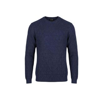 A|X Armani Exchange Geometric-Embossed Viscose Sweater - Navy