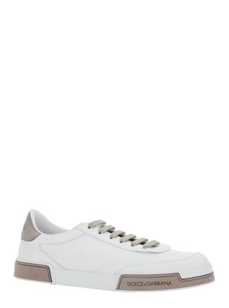 Dolce & Gabbana Mens White Leather Sneaker With Logo Print Lamb Trainers