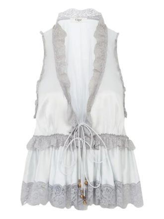 Chlo&eacute; blouse &agrave; bordure en dentelle - Gris