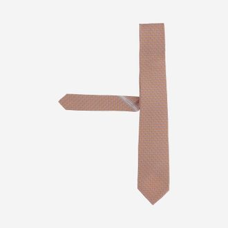 Ferragamo Mens Silk Tie With Pattern, Orange Ties & Bow