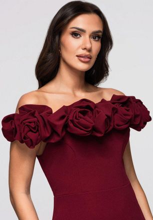 Ombre Abendkleid Elegantes Maxikleid mit Drappierung am Ausschnitt und Beinschlitz