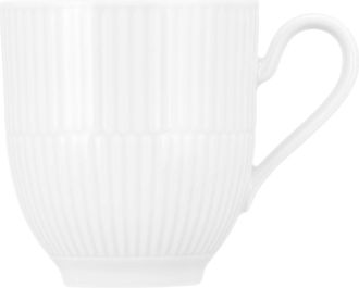 SELTMANN WEIDEN Amina Weiß Becher mit Henkel, 360 ml, Kaffeebecher mit dezentem Relief-Muster, Spülmaschinen- und Mikrowellenfest, Porzellan, Weiß