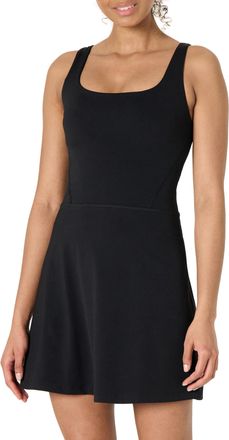 Amazon Essentials Damen Active FormFlex Buttery Soft Tank-Tenniskleid mit integriertem Bodysuit, BH und Shorts, Schwarz, Größe XXL